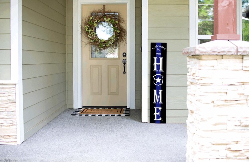 Police Welcome Sign Back the Blue Black and Blue Policeman - Etsy