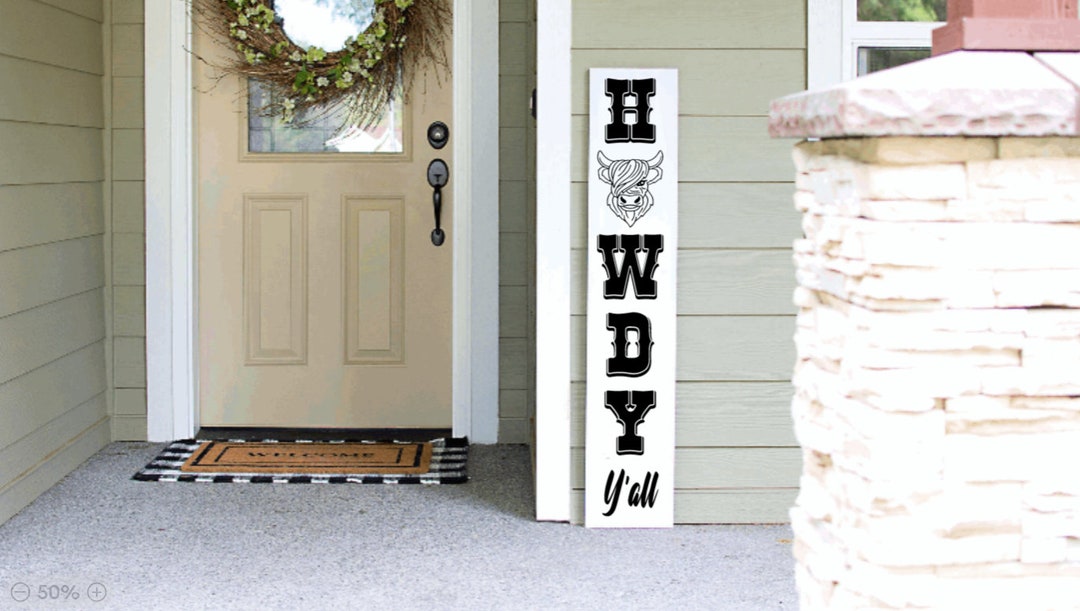 Welcome Sign | Howdy Y'all Porch Sign | 4ft 5ft 6ft Porch Welcome Sign ...