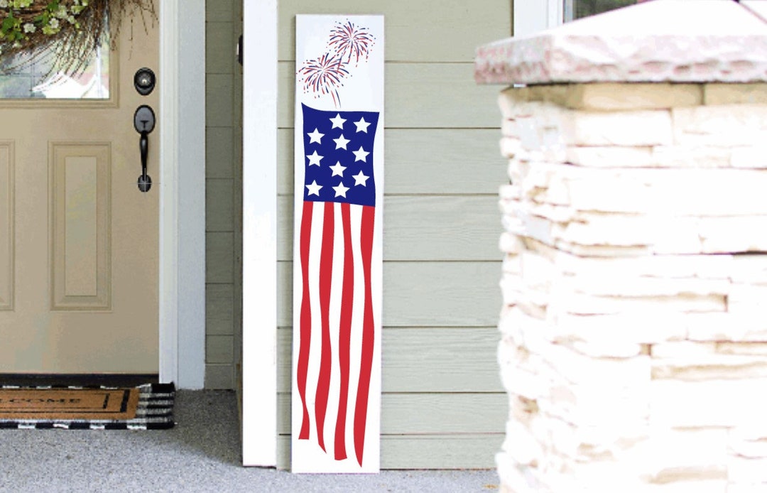 Handmade US Flag Porch Sign: Patriotic Welcome Decor Porch Leaner - Etsy