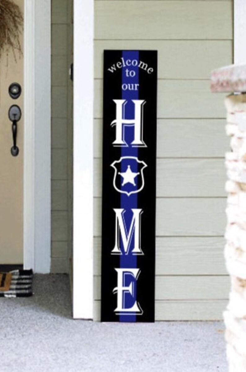 Police Welcome Sign Back the Blue Black and Blue Policeman - Etsy