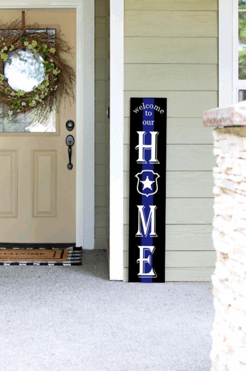 Police Welcome Sign Back the Blue Black and Blue Policeman - Etsy