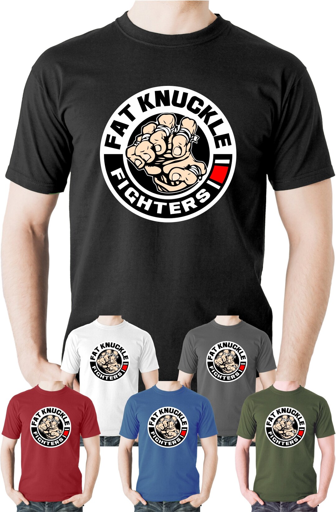Fat Knuckle Fighters T-shirt Tee BJJ MMA UFC Men Martial Arts Jiu Jitsu ...