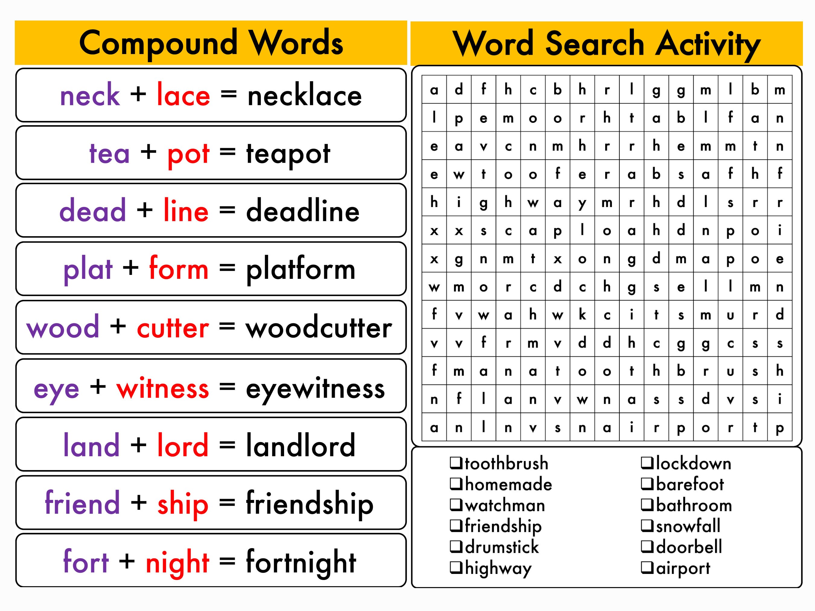Compound Words Compound Words Activity Compound Words Worksheet for ...