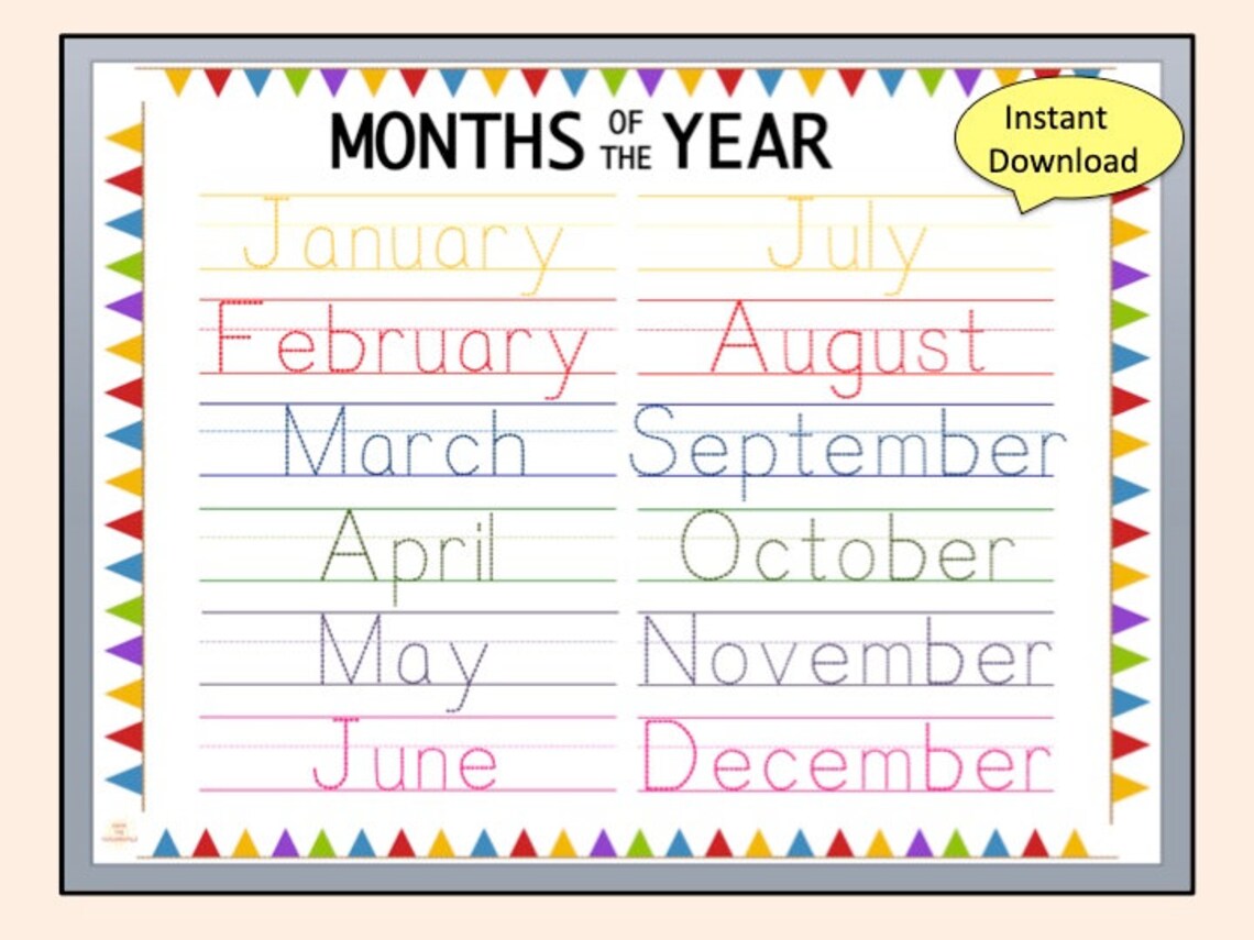 Months of the Year | Tracing Worksheets | Writing Worksheet Printable ...