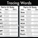 Tracing Worksheets Handwriting Practice Sheet First Body Parts Name ...