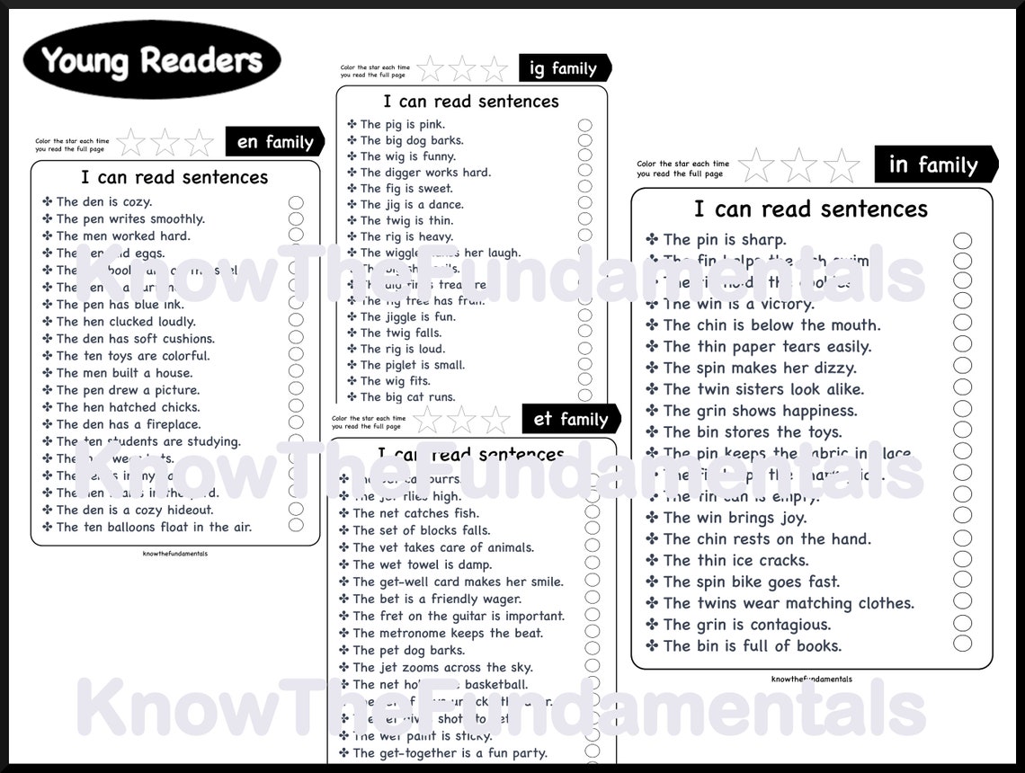Reading Fluency Improvement | Sentence Reading Practice | Word Family ...