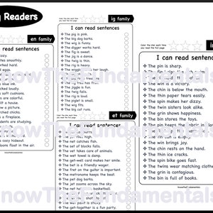 Reading Fluency Improvement | Sentence Reading Practice | Word Family ...