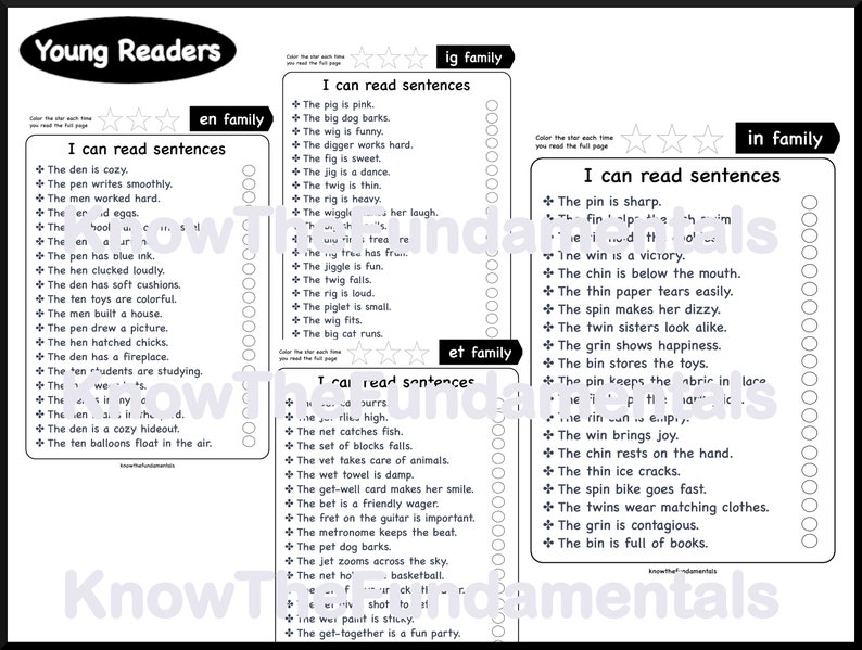 Reading Fluency Improvement | Sentence Reading Practice | Word Family ...