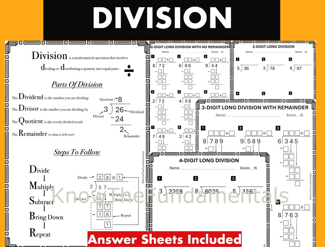 Division Worksheets for 3rd, 4th, and 5th Grade - Short and Long ...