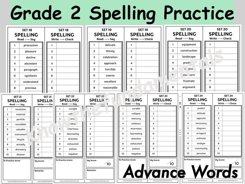 Grade 2 Spelling Vocabulary Year 2 Spelling Words to Practice - Sight ...