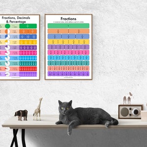 Fraction Poster, Fraction Chart, Fraction, Decimal & Percentage Poster ...