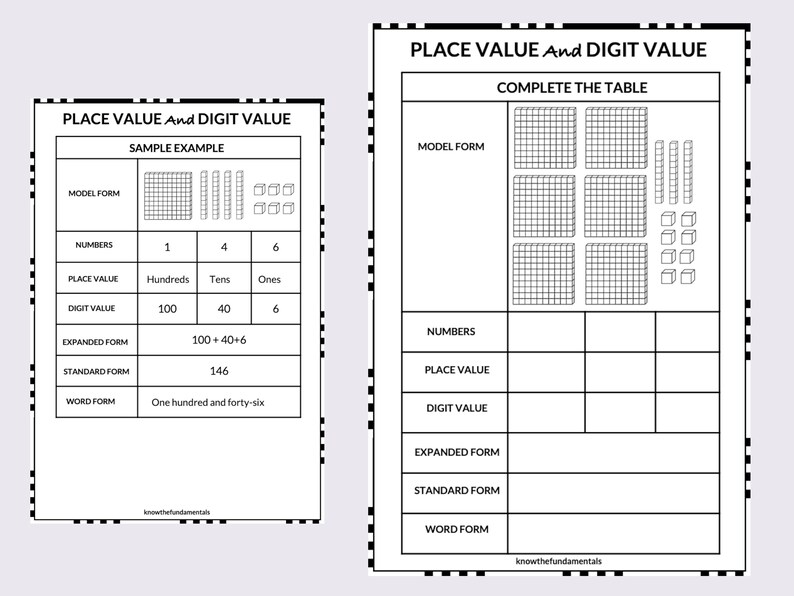 Place Value Worksheet Place Value Chart Poster Mat Expanded Form ...