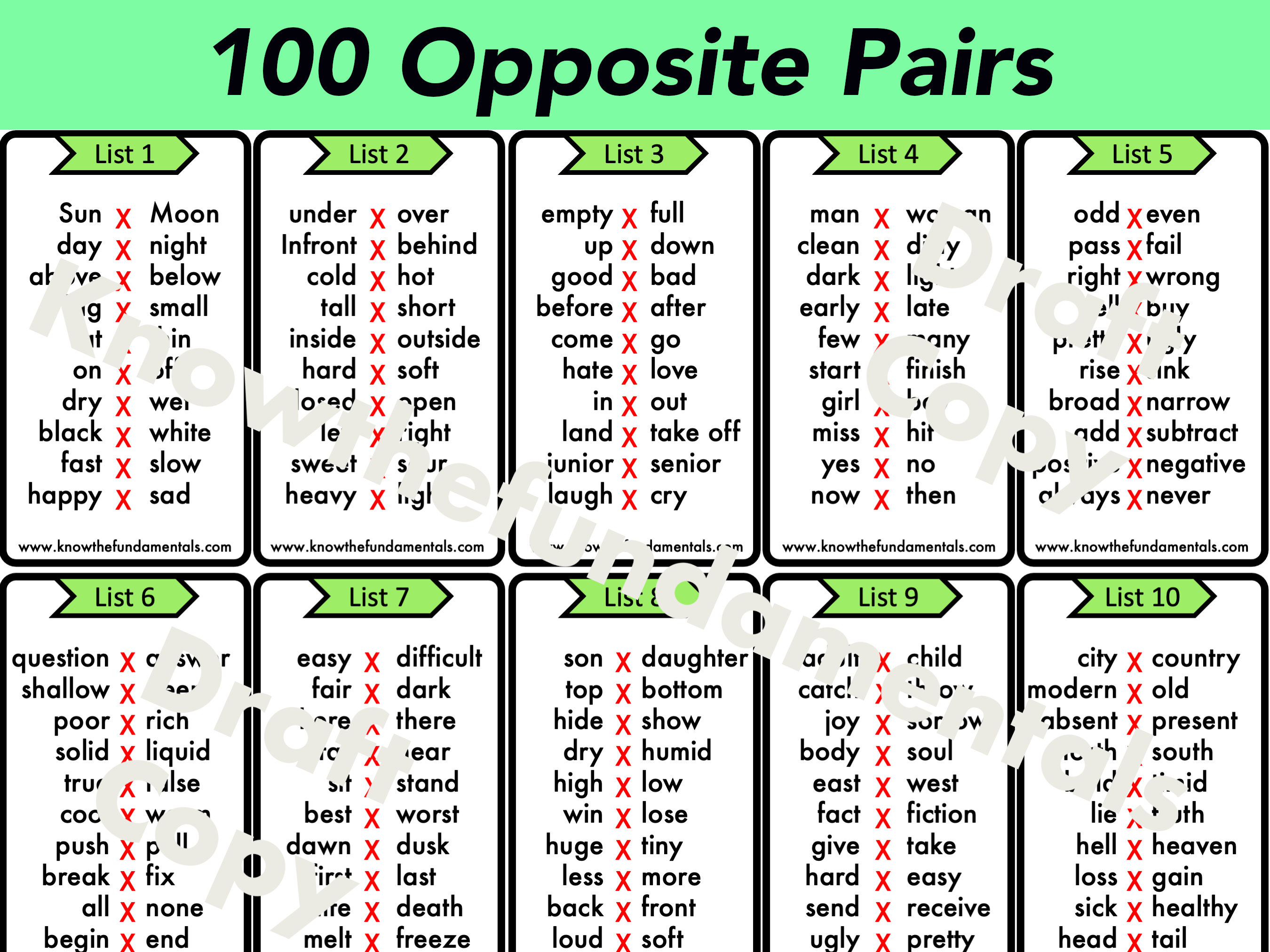 Opposites for Kids | Opposite Words Flashcards Printable Digital ...