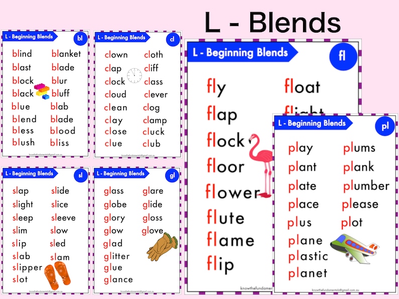 Consonant Blends, Digraph, Phonics Reading, Sight Words, L-blends, R ...