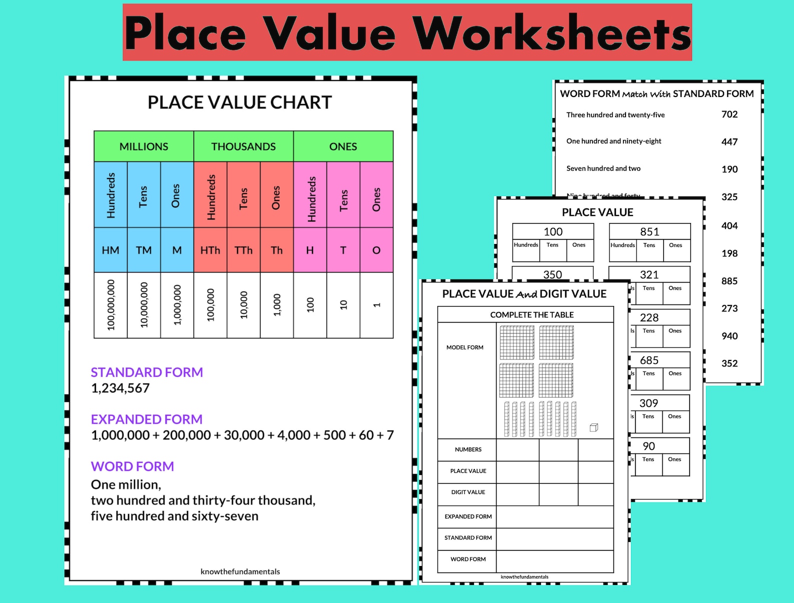 Place Value Worksheet | Place Value Chart Poster Mat | Expanded Form ...
