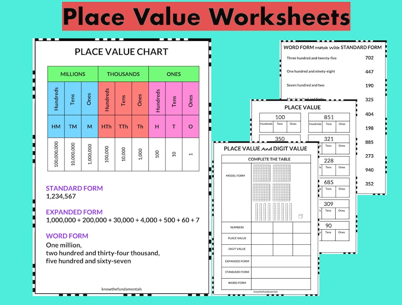 Place Value Worksheet | Place Value Chart Poster Mat | Expanded Form ...