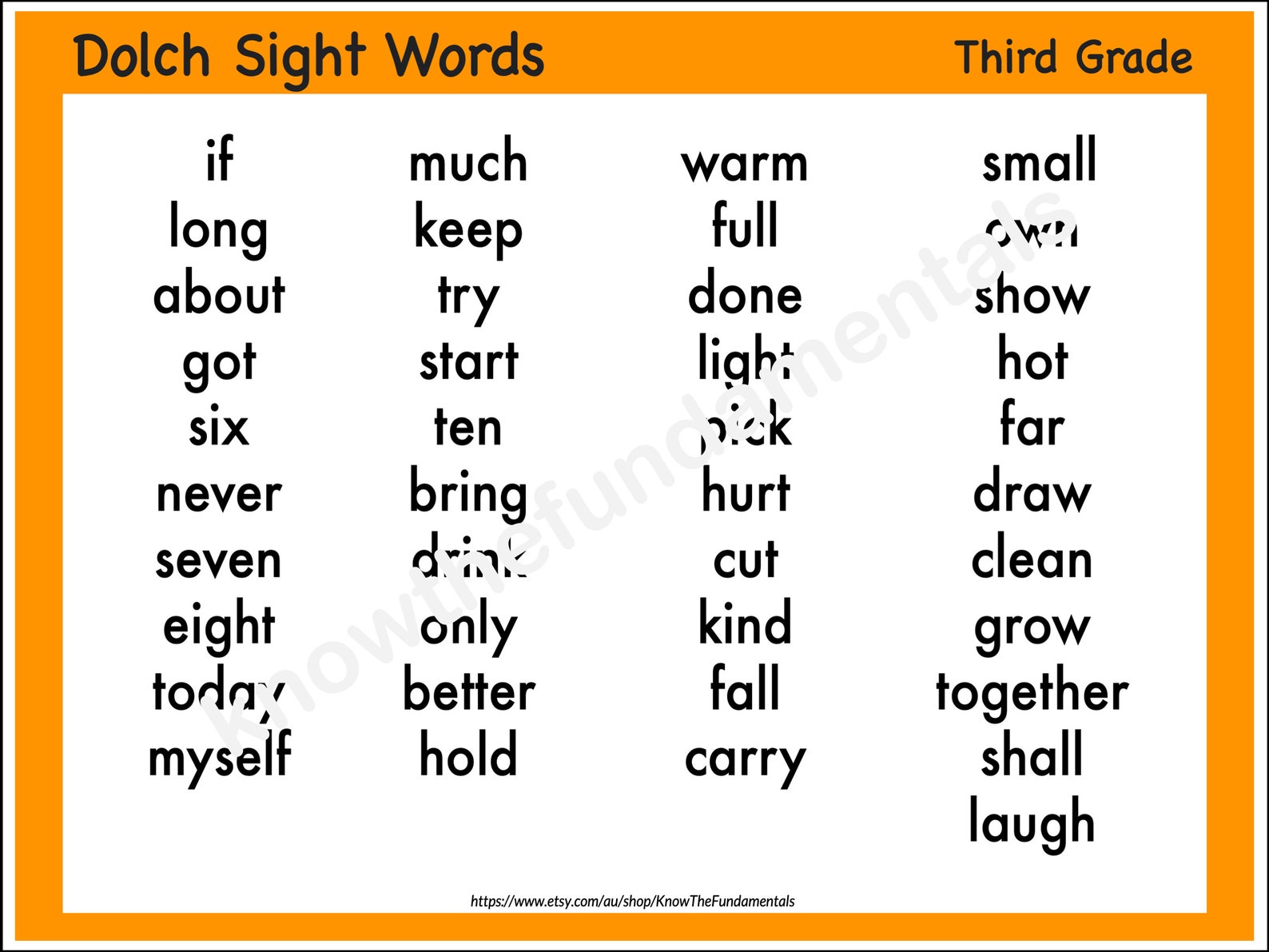 Dolch Sight Words Pre-primer Primer First Second Third Grade Sight ...