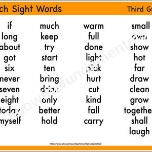 Dolch Sight Words Pre-primer Primer First Second Third Grade Sight ...