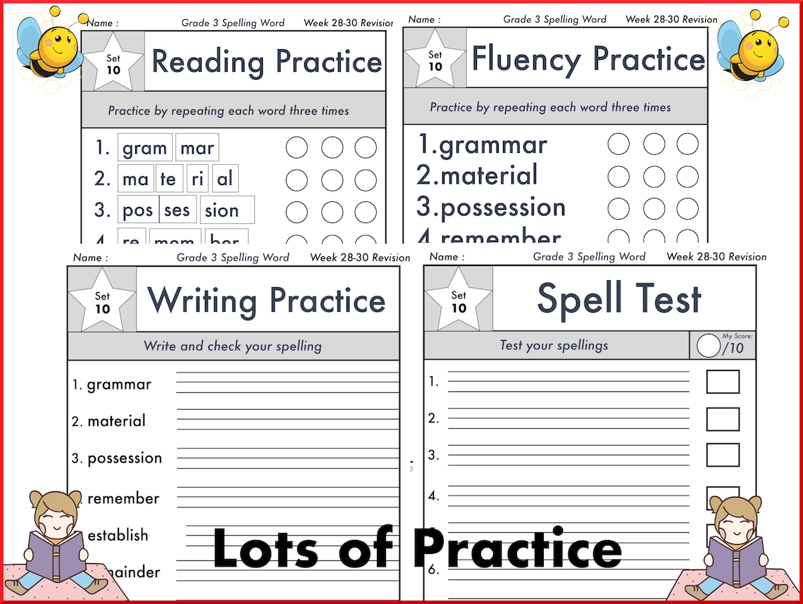 3rd Grade Spelling Worksheets | Spelling Activities | NAPLAN ICAS ...