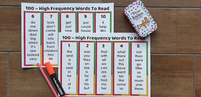 100 High Frequency Words Flashcards Printable, Kindergarten, Sight ...