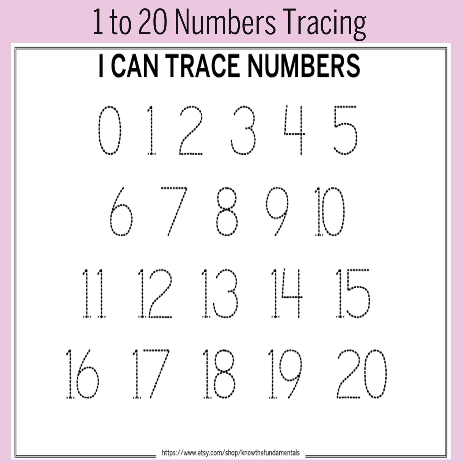 Number Tracing Worksheet 1-20. Printable Trace Numbers. Handwriting ...