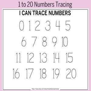 Number Tracing Worksheet 1-20. Printable Trace Numbers. Handwriting ...