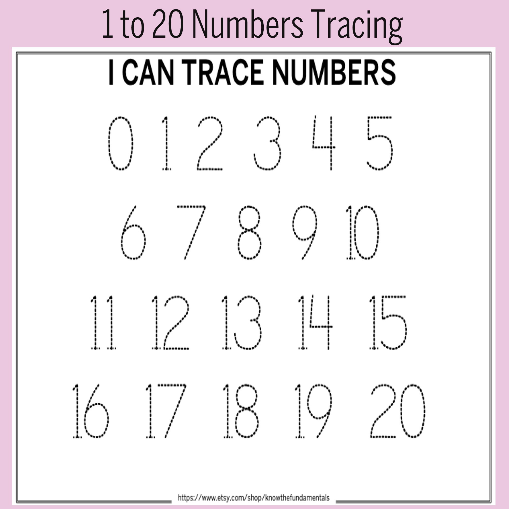 Number Tracing Worksheet 1-20. Printable Trace Numbers. Handwriting ...