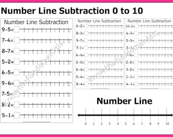 Number Line Subtraction, Numbers 1-10, 10 Printable Worksheets ...