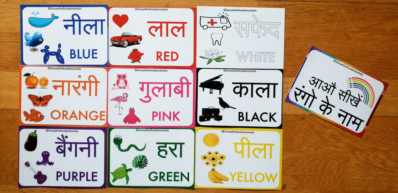 Hindi Color Flashcards Hindi Color Cards Toddler Preschool - Etsy