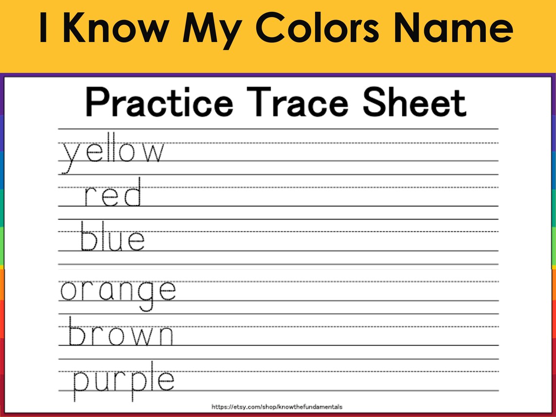 Color Tracing Printable Worksheet , I Know My Colors , Color Busy Book ...