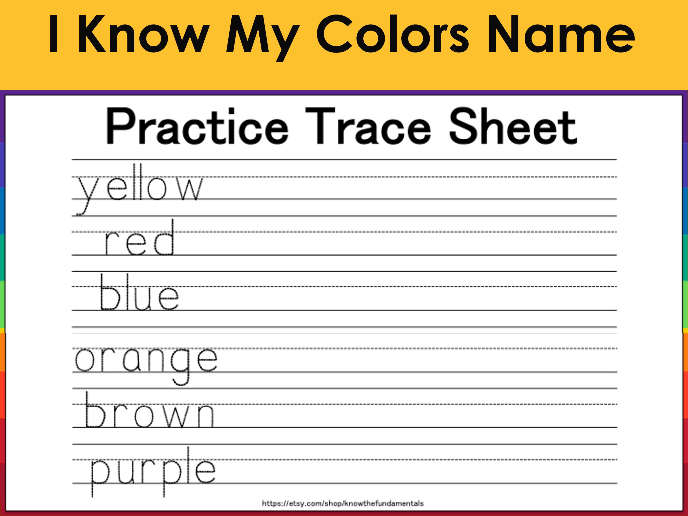 Color Tracing Printable Worksheet , I Know My Colors , Color Busy Book ...