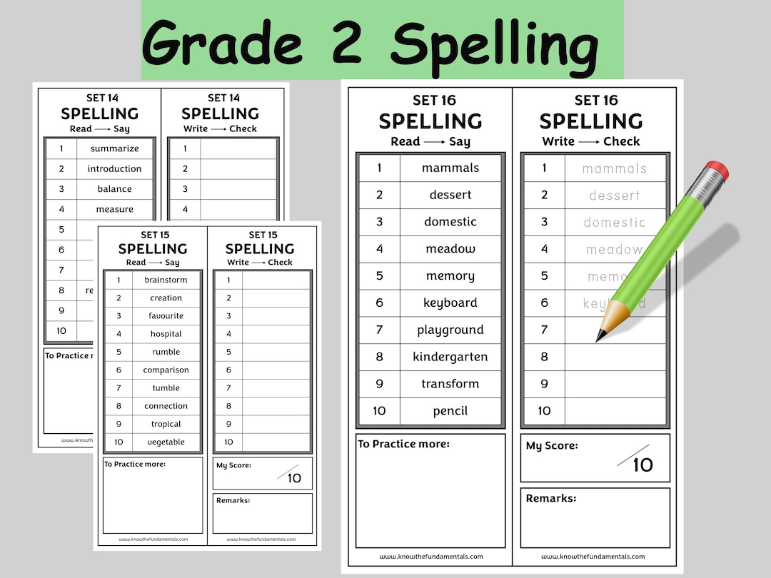 Grade 2 Spelling Vocabulary Year 2 Spelling Words to Practice - Sight ...