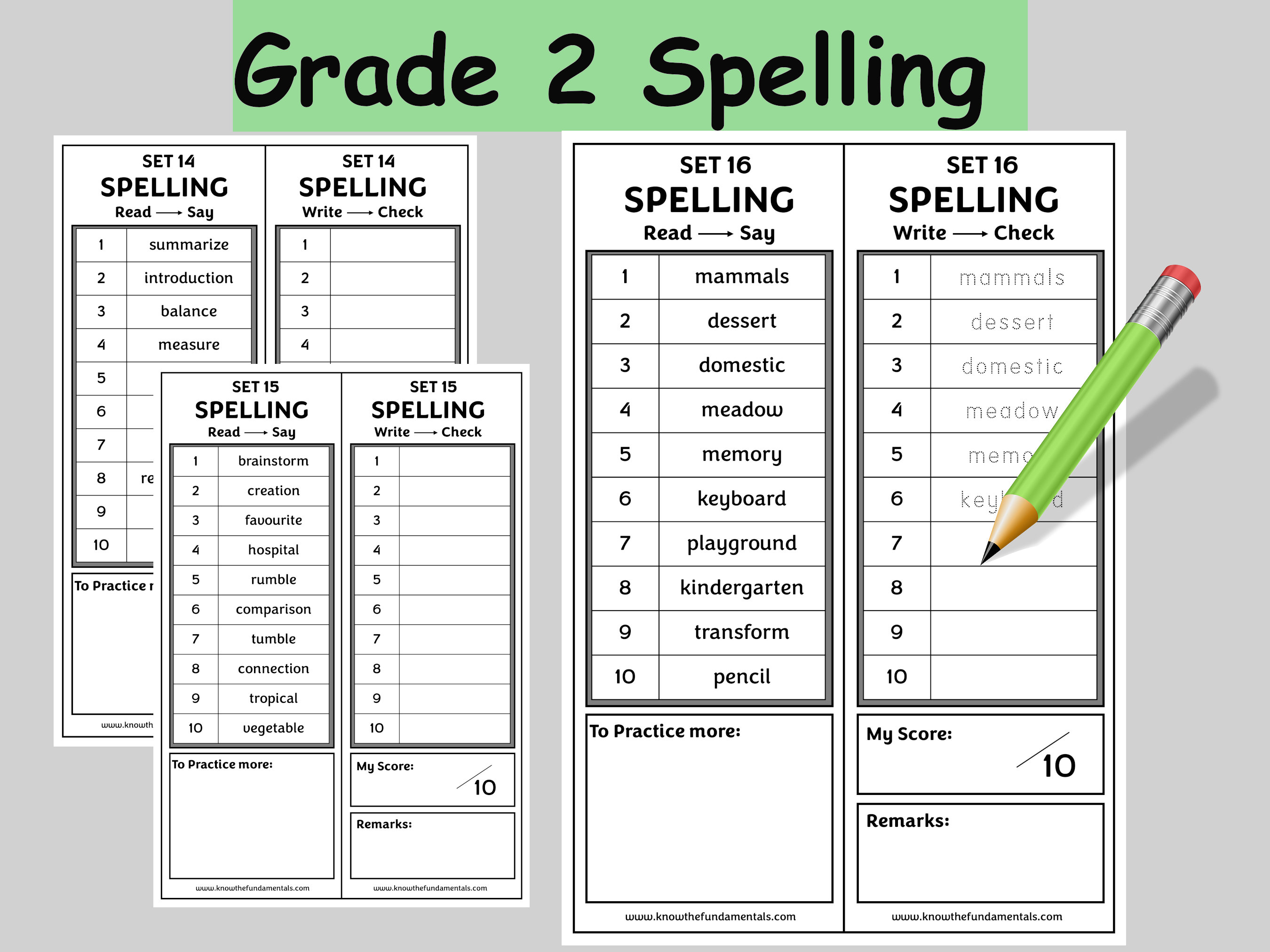 Grade 2 Spelling Vocabulary Year 2 Spelling Words to Practice - Sight ...