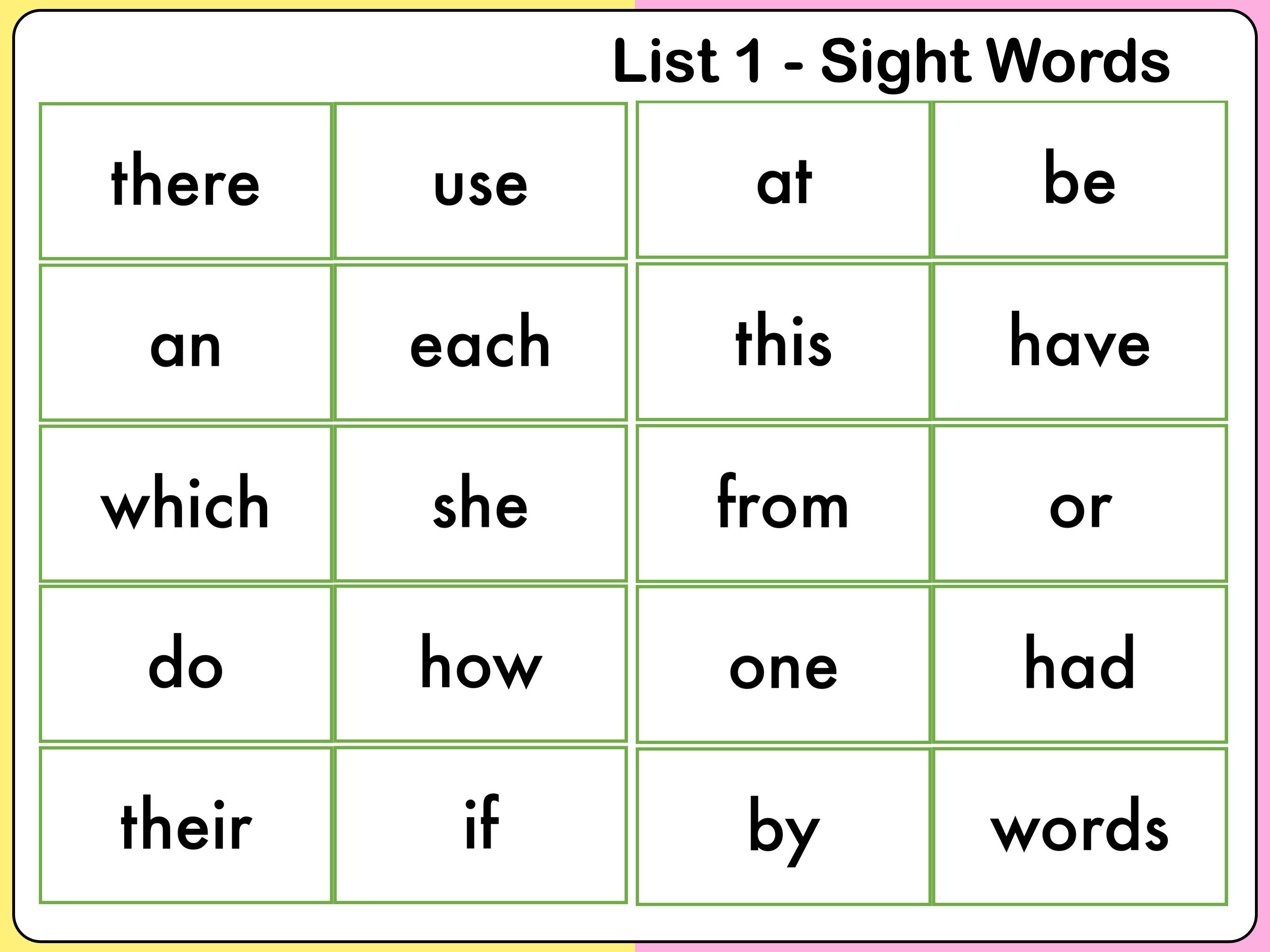 1000 Sight Words Flash Cards | Fry's First High Frequency Words ...