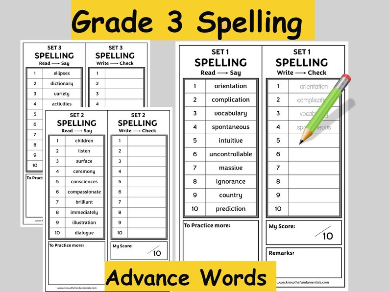 Grade 3 Spelling Words Year 3 English Worksheet 3rd Grade Morning Work ...