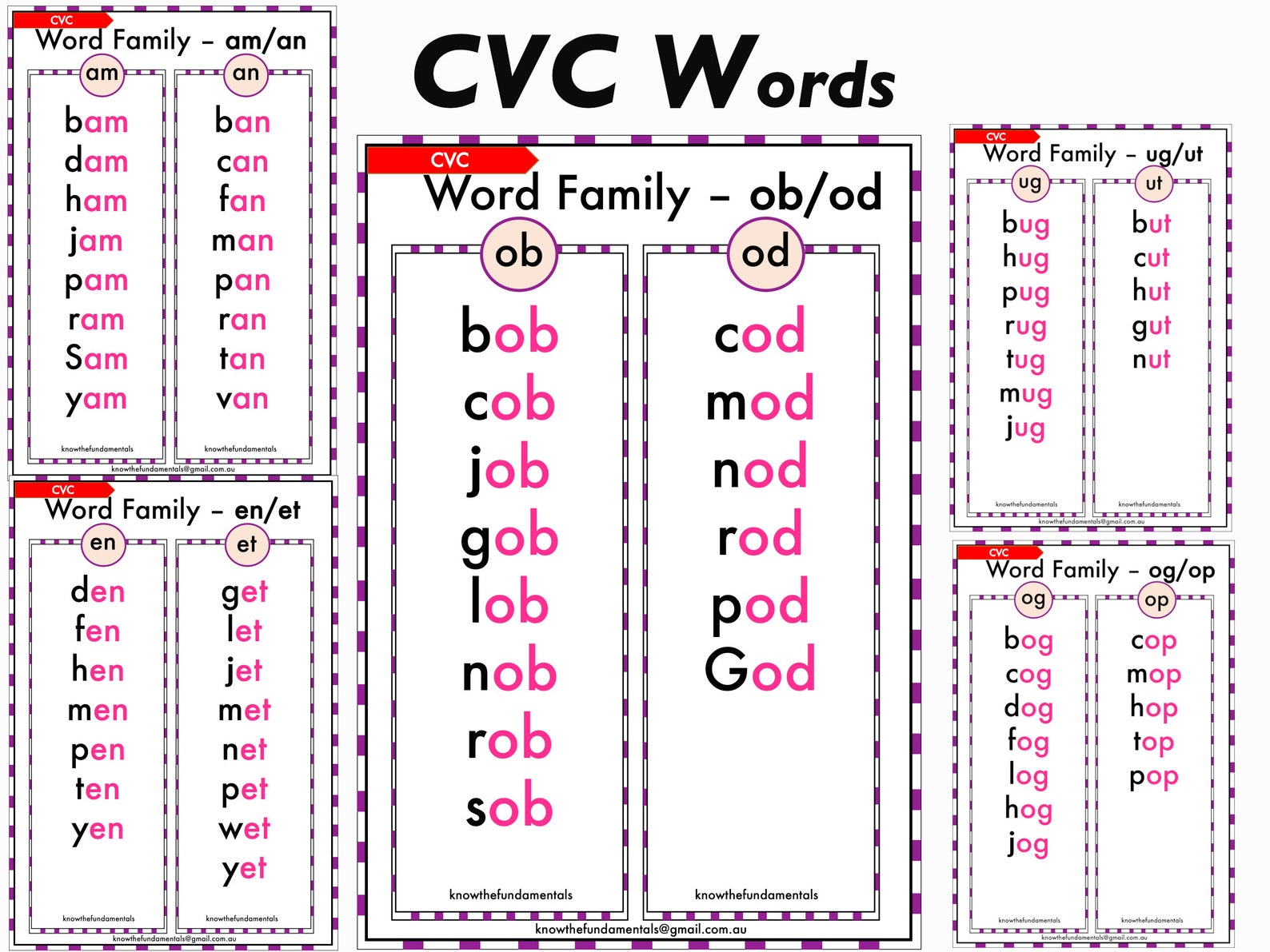 Word Families, CVC Words, Printable Worksheets, CVC Word List Chart ...