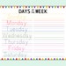 Trace Days of the Week Printable Worksheet | Days Tracing Sheets | Days ...