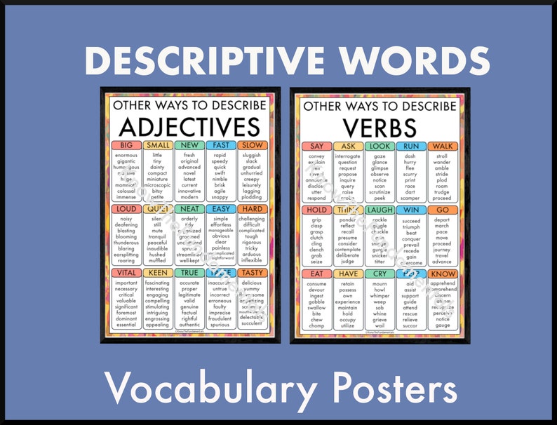 Synonyms, Adjective, Verb, Emotion, People English Classroom Poster ...