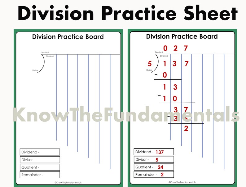 Division Multiplication Posters Math Practice Worksheets and Times ...