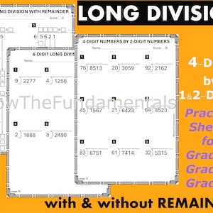 Division Worksheets for 3rd, 4th, and 5th Grade - Short and Long ...