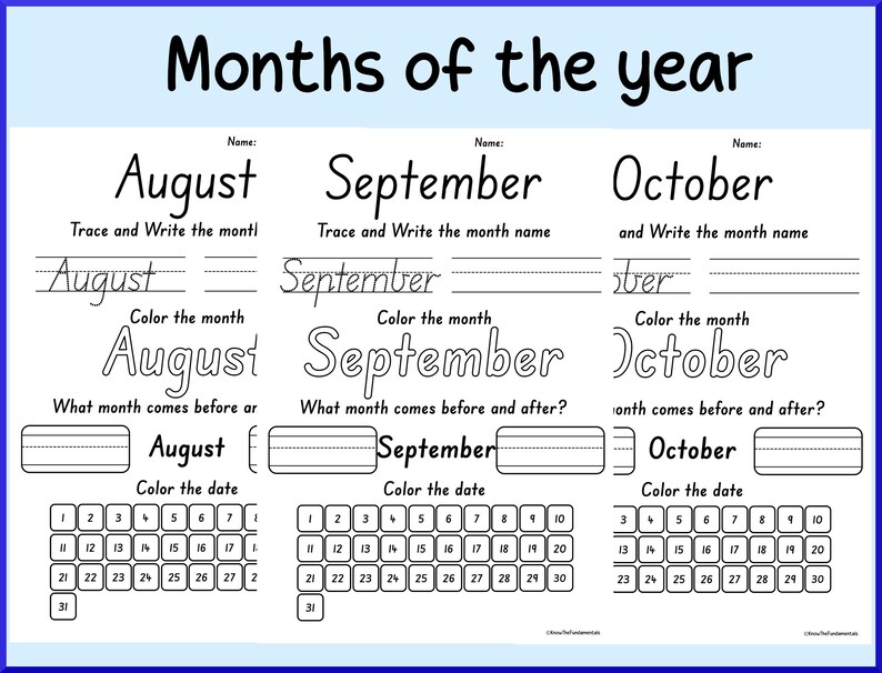 Days of the Week | Months of the Year | Days and Months Printables ...