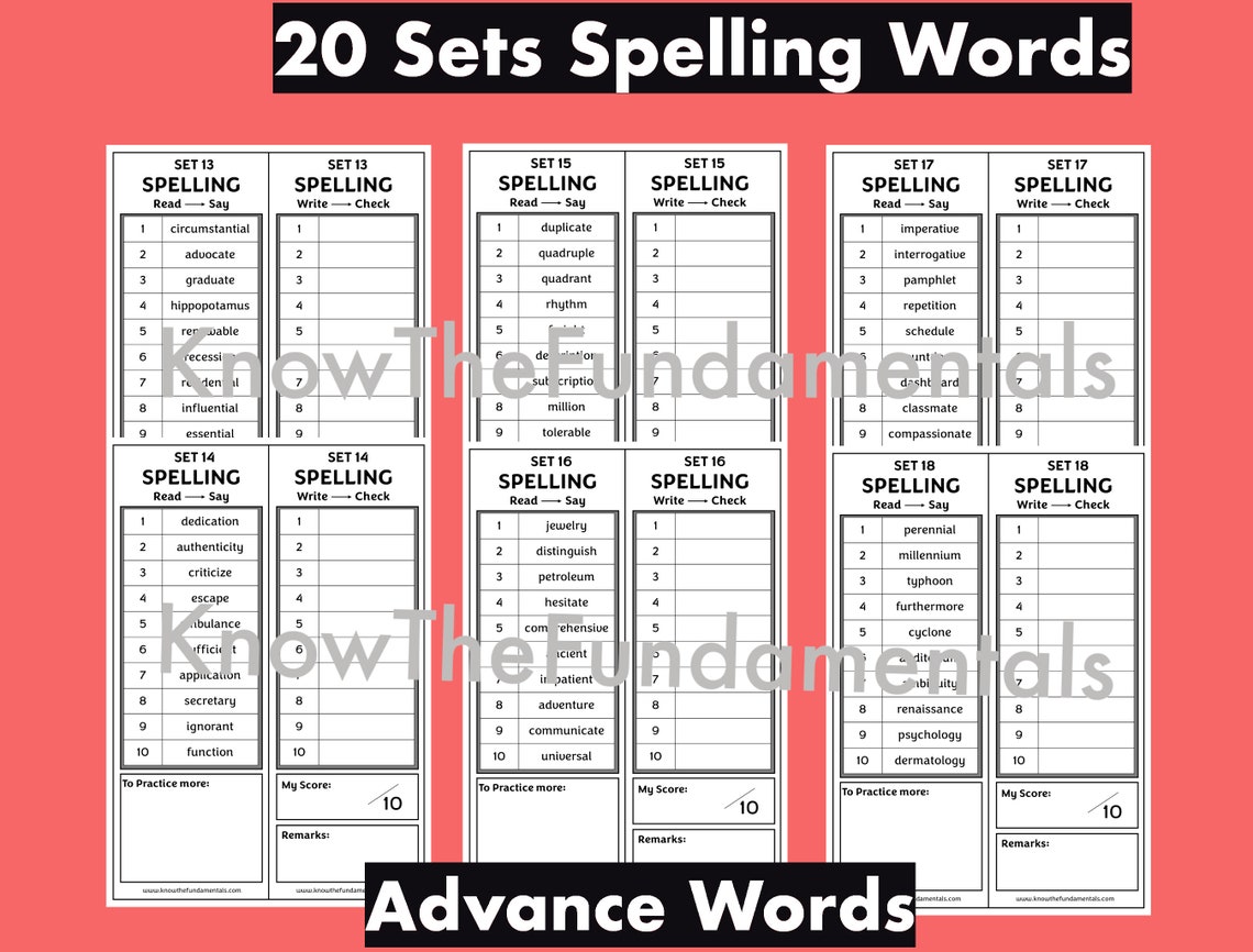 Grade 5 Spelling Words Practice 5th Grade Frequently Misspelled Words ...