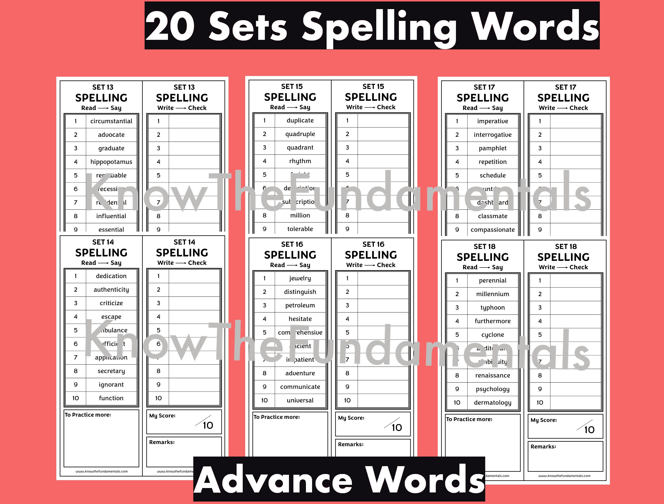 Grade 5 Spelling Words Practice 5th Grade Frequently Misspelled Words ...