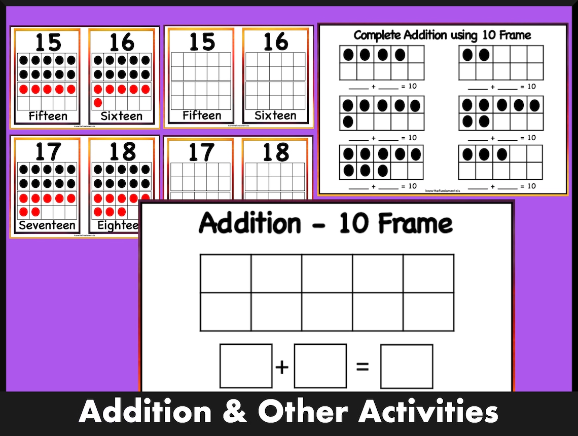 Ten Frames Activity Printable | 10 Frame Flash Cards | Ten Frame ...