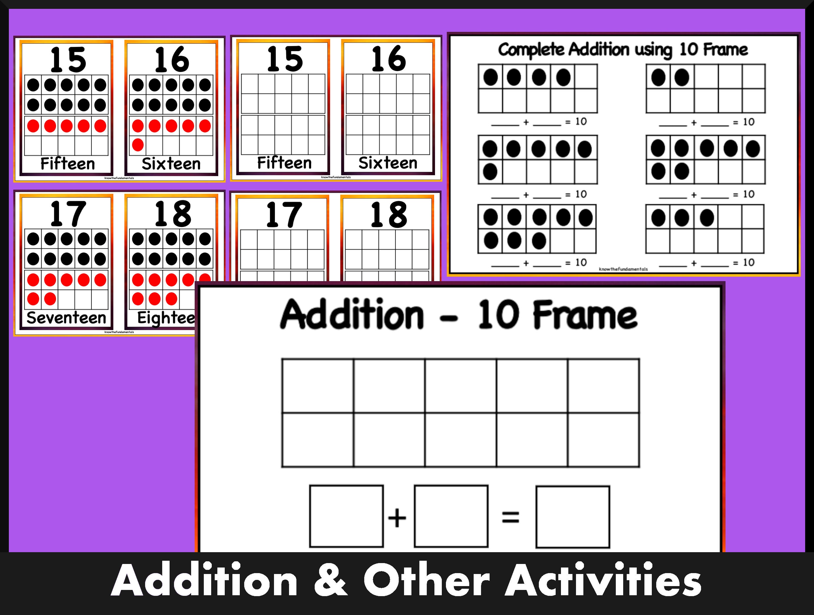 Ten Frames Activity Printable | 10 Frame Flash Cards | Ten Frame ...