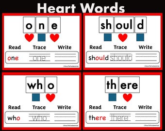 Heart Words First Grader Irregular Sight Words 100 High Frequency Word ...