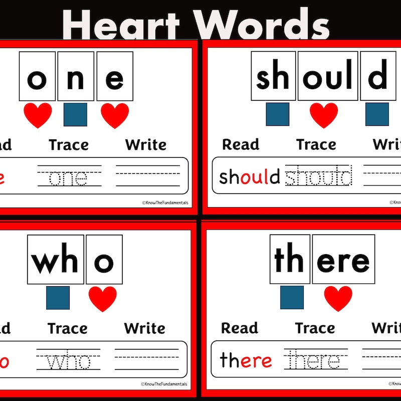 Sight Words Heart Words - Etsy