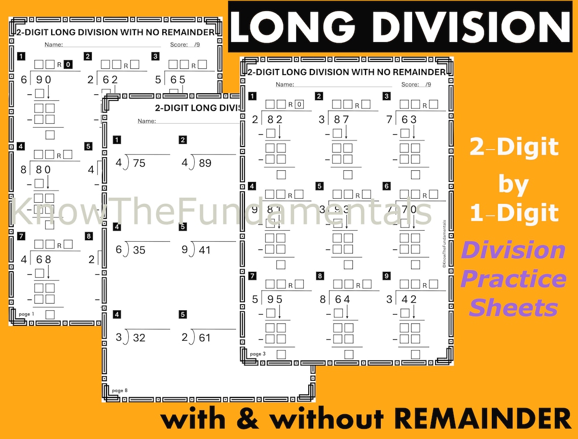 Division Worksheets for 3rd, 4th, and 5th Grade - Short and Long ...