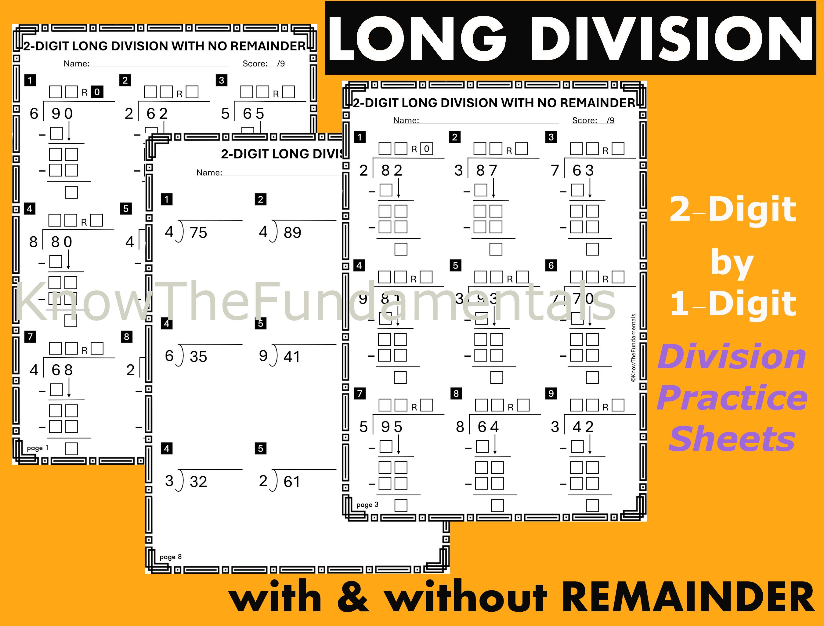 Division Worksheets for 3rd, 4th, and 5th Grade - Short and Long ...
