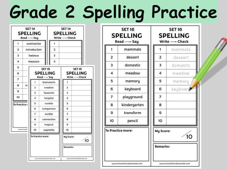 Grade 2 Spelling Vocabulary Year 2 Spelling Words to Practice - Sight ...